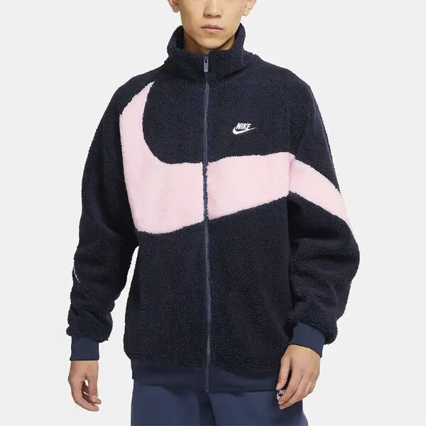 Nike Big Swoosh Logo Fleece Jacket - Black