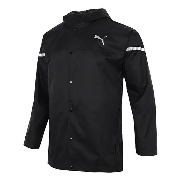 PUMA Waterproof Jacket With Logo And Reflective Details - Black