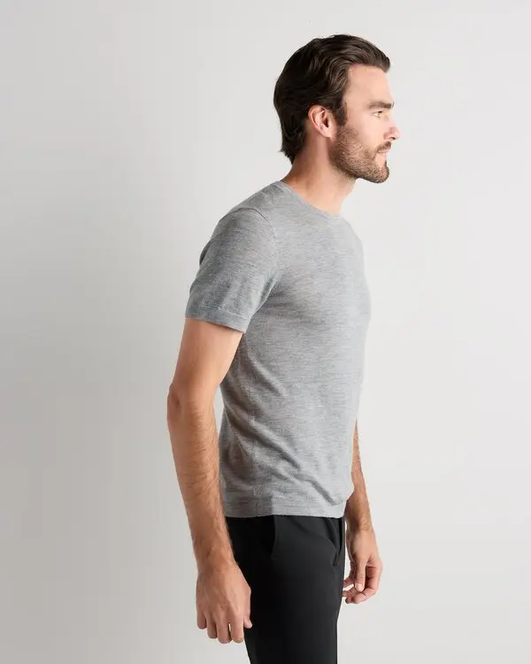 Quince 100% Superfine Mongolian Cashmere T-shirt - Heather Grey