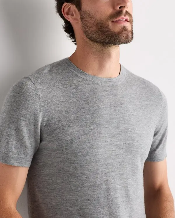 Quince 100% Superfine Mongolian Cashmere T-shirt - Heather Grey