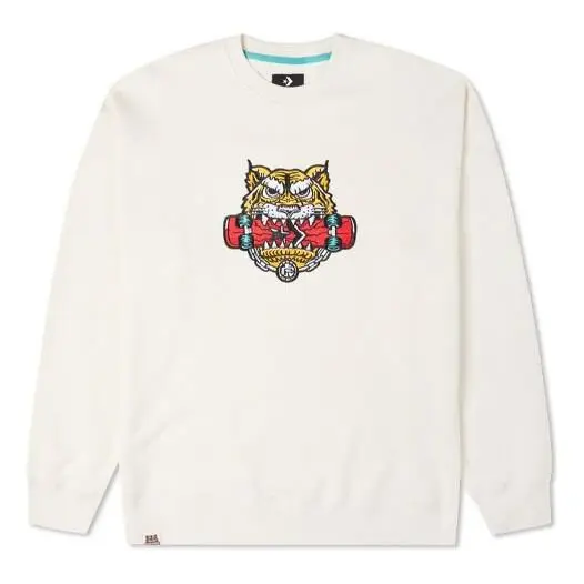 CONVERSE Crewneck Sweatshirt With Tiger Graphic - White