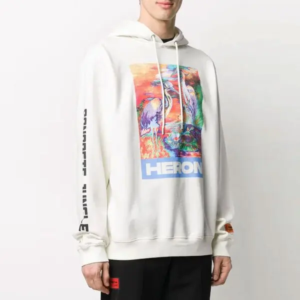 Heron Preston Popover Hoodie With Water Colours Print And Embroidery