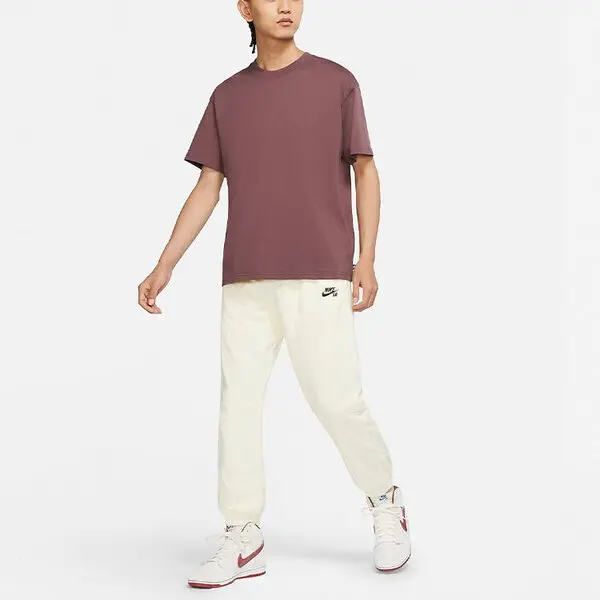 Nike Solid Color Loose Round Neck Short Sleeve Wine Red T-shirt