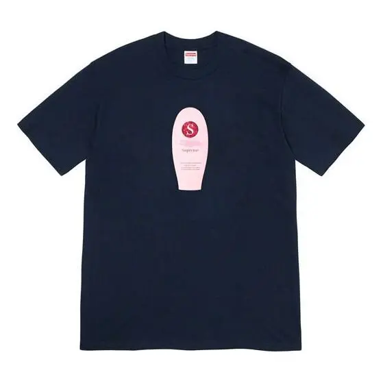 Supreme Fw19 Week 1 Super Cream Tee Short Sleeve Navy - Blue