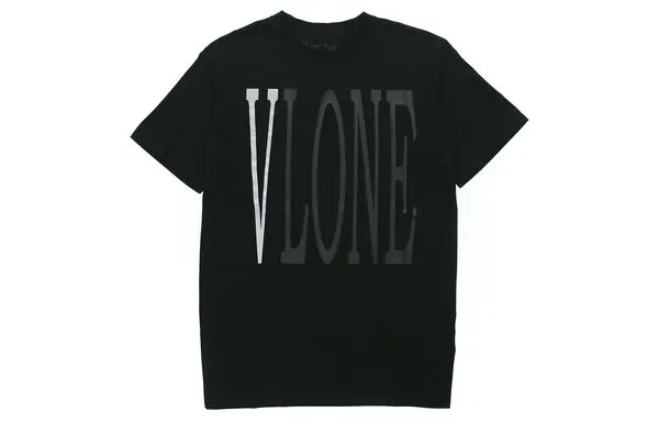 VLONE 3m Reflective Large Logo Short Sleeve Couple Style Black Gray