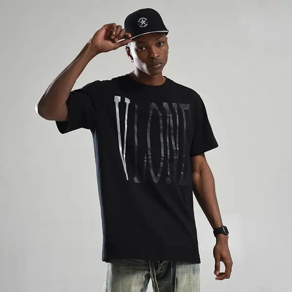 VLONE 3m Reflective Large Logo Short Sleeve Couple Style Black Gray