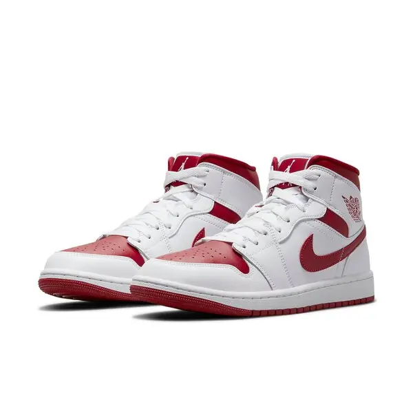 JORDAN 1 Mid Sneakers - White/pomegranate