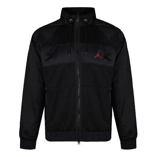 JORDAN Stand Collar Logo Casual Woven Sports Jacket - Black