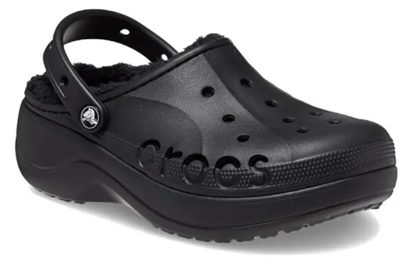 CROCS Baya Platform Lined Clogs - Black