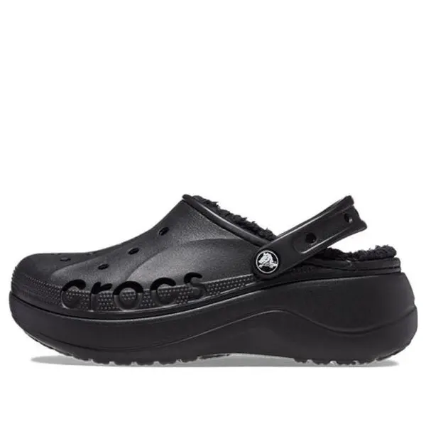 CROCS Baya Platform Lined Clogs - Black
