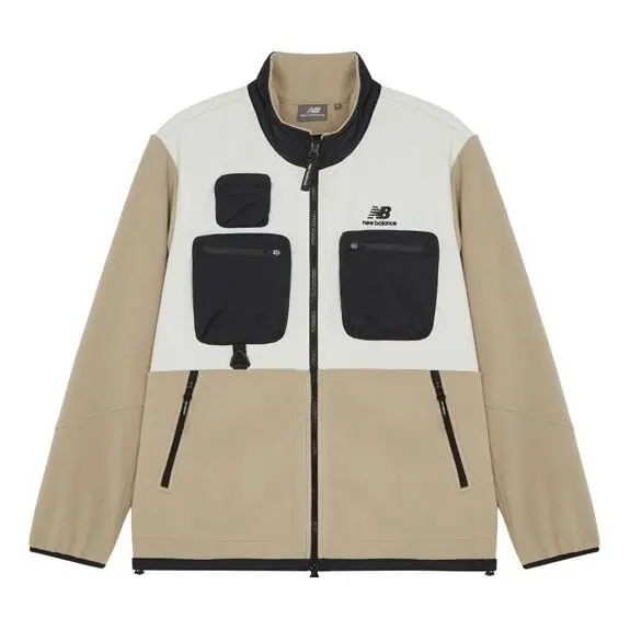 NEW BALANCE Colorblock Logo Fleece Jacket - Khaki