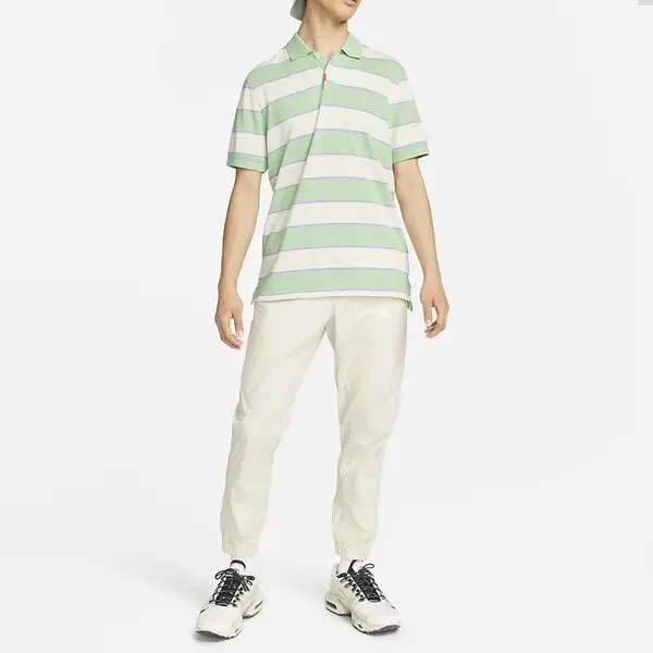 Nike Contrasting Colors Stripe Short Sleeve Green Polo Shirt