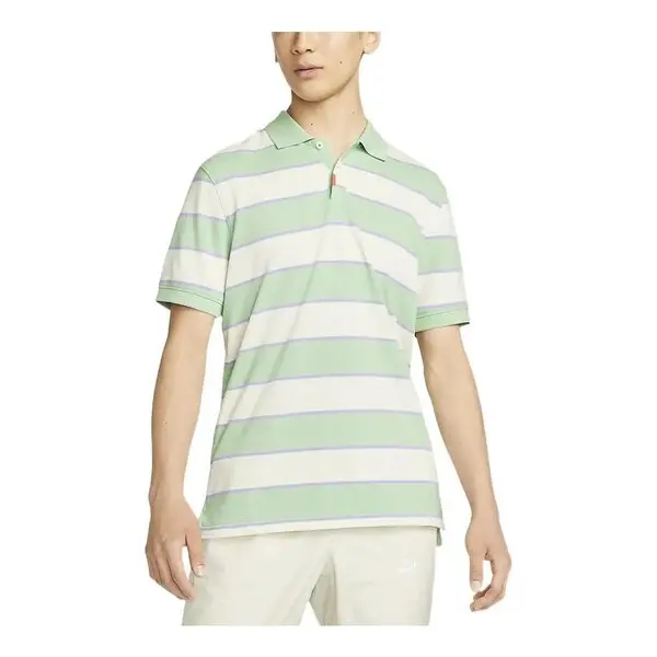 Nike Contrasting Colors Stripe Short Sleeve Green Polo Shirt - Default Color