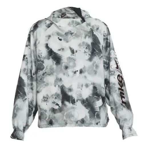 Nike Dri-fit Colorblock Splash Ink Alphabet Running Sports Hooded Pullover Jacket - Multi-color
