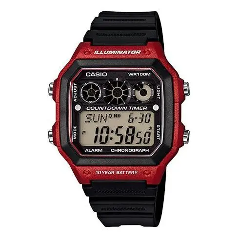 Casio Digital Watch With Water Resistance - Black/red