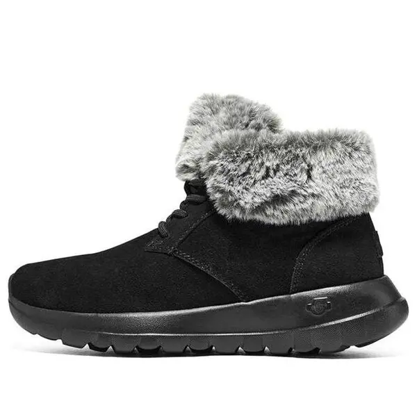 Sketchers On-the-go Joy Lace-up Ankle Boots With Faux Fur Trim