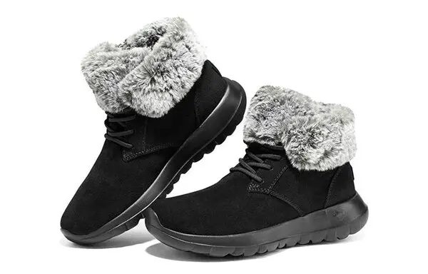 Sketchers On-the-go Joy Lace-up Ankle Boots With Faux Fur Trim