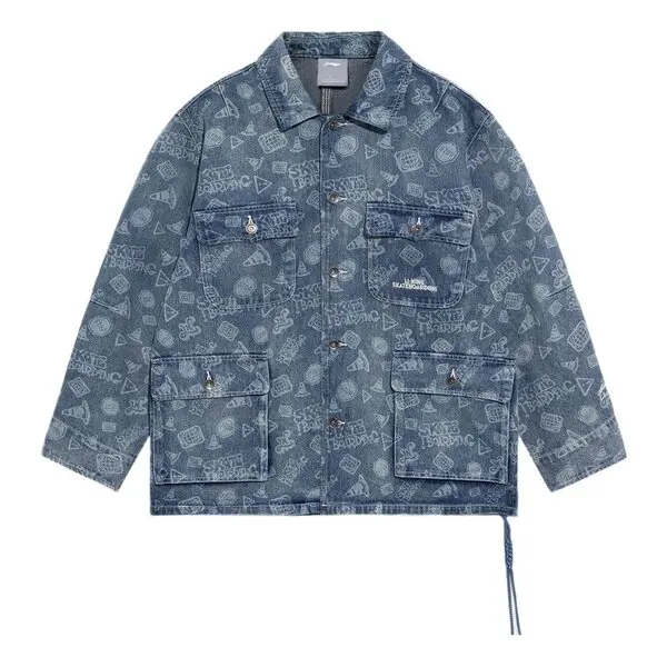 LI-NING Skateboard Series Full Print Denim Jacket