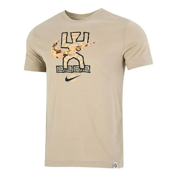 Nike Dri-fit Logo Cartoon Printing Round Neck Short Sleeve Lime Grey T-shirt - Default Color