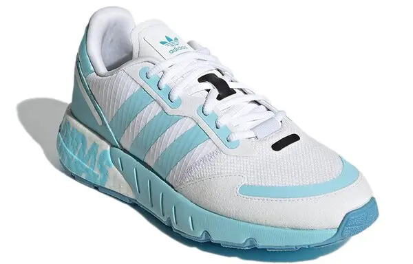 Adidas Zx 1k Boost "bold Logo Graphic Hazy Sky" Sneakers - White/blue