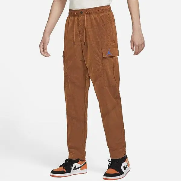 JORDAN Solid Color Splicing Woven Long Pants/trousers