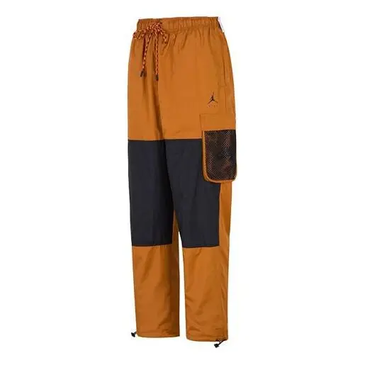 JORDAN Ss22 Contrast Color Stitching Woven Sports Pants/trousers/joggers Green Copper - Multi-color