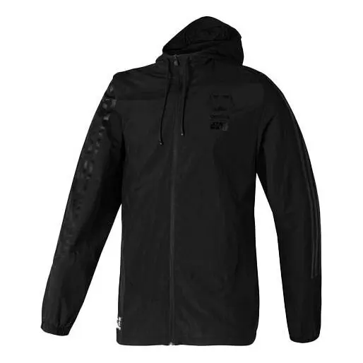 Adidas Neo M Sw Wb Logo Printing Cozy Casual Sports Hooded Jacket - Black