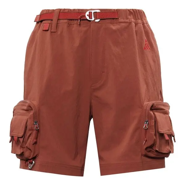 Nike X Embroidered Logo Lacing Waterproof Multiple Pockets Shorts - Red