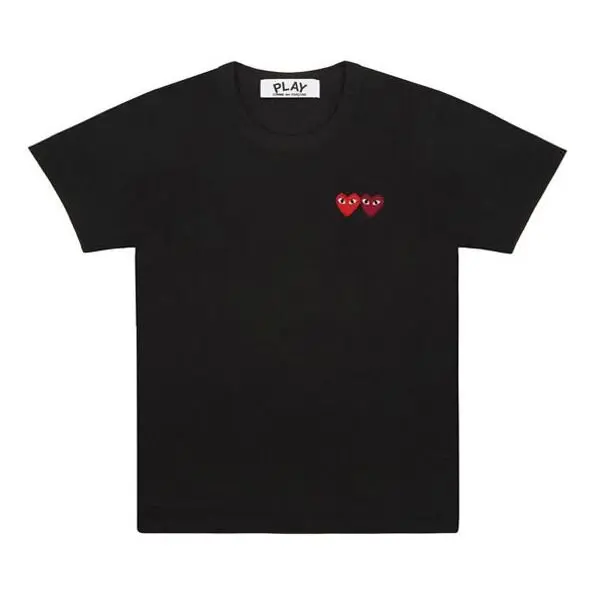 Play Comme Des Garcon Double Heart T-shirt - Black