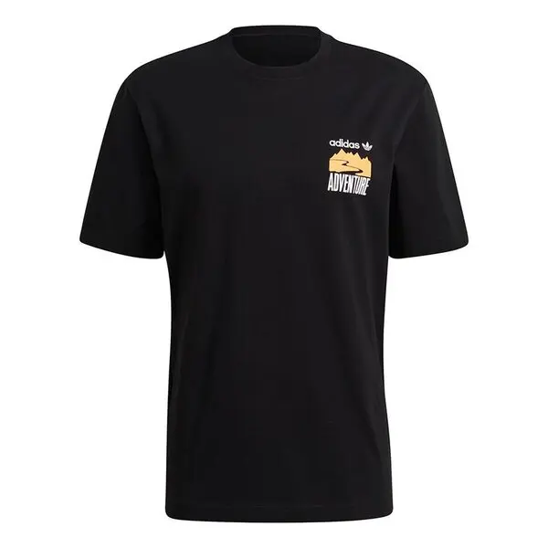 Adidas Originals Adv Mnt Back Te Athleisure Casual Sports Printing Round Neck Short Sleeve - Black