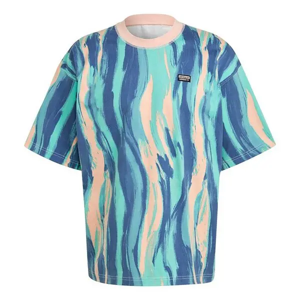 Adidas Originals Grx Dtc Tee Aop Large Printing Round Neck Sports Short Sleeve - Multi-color