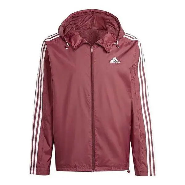 Adidas Essential 3-stripes Woven Windbreaker - Shadow Red