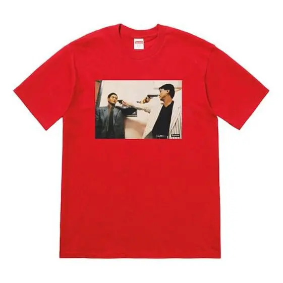 Supreme Fw18 The Killer Trust Tee Bloody Twins Chow Yun Fat Printing Short Sleeve - Red