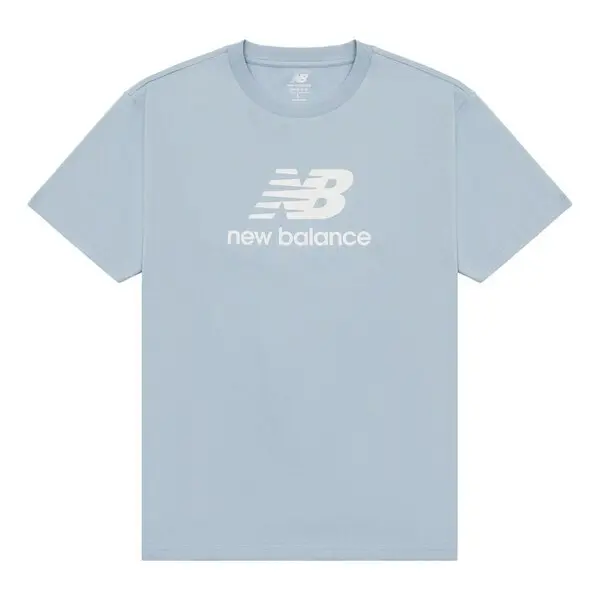 NEW BALANCE Essentials Stacked Logo Cotton T-shirt Asia Sizing 'blue White - Blue/white