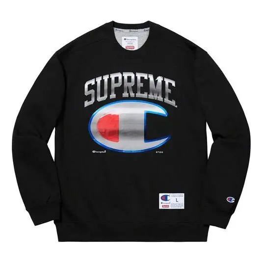 Supreme X Champion Chrome Logo Crewneck - Black