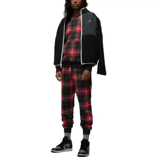 JORDAN Essential Holiday Sweatpants 'red Plaid