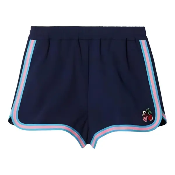 Gucci Cotton Piquet Shorts With Cherry Detail - Blue
