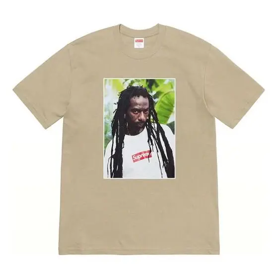 Supreme Ss19 Buju Banton Tee Reggae Character Printing Short Sleeve - Khaki
