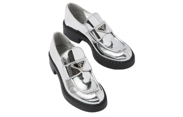 Prada Metallic Leather Loafers