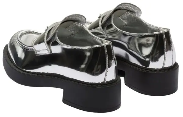 Prada Metallic Leather Loafers