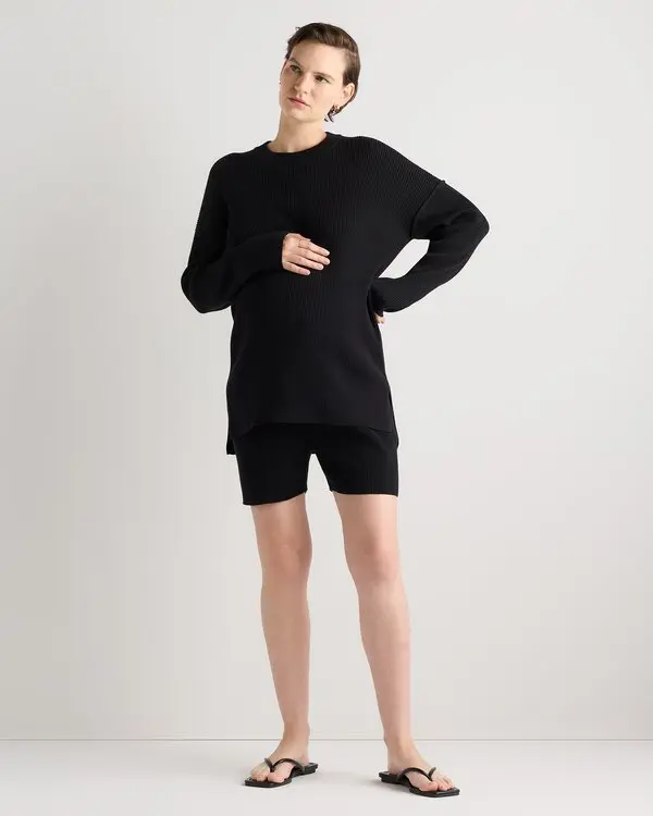 Quince Cotton Cashmere Maternity Knit Shorts