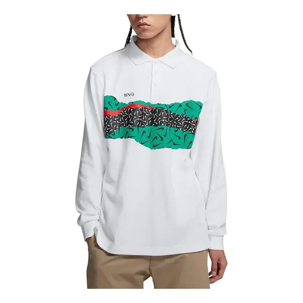 Nike Colorblock Logo Skateboard Long Sleeves Polo Shirt White - Multi-color