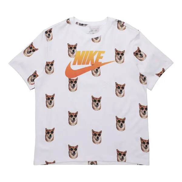 Nike Sunglasses Printing Casual Short Sleeve - White
