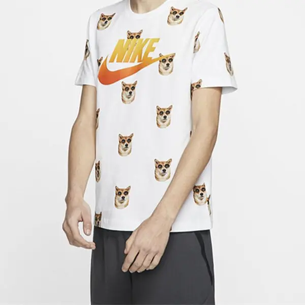 Nike Sunglasses Printing Casual Short Sleeve - White