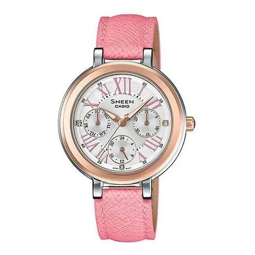 Casio Sheen Analog Watch With Leather Strap