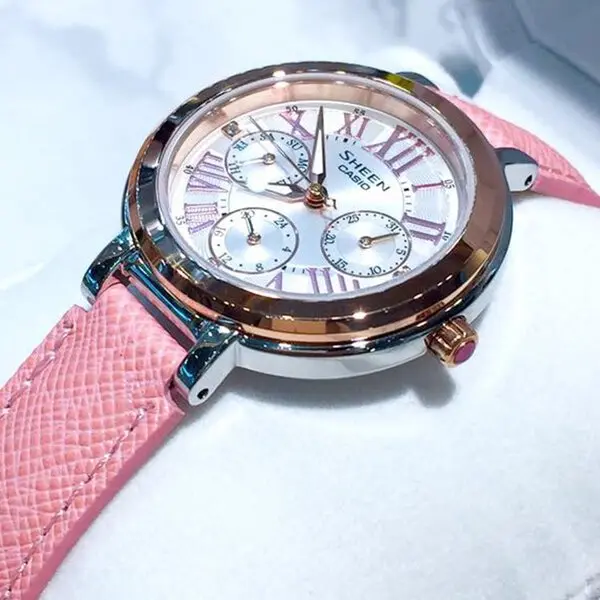 Casio Sheen Analog Watch With Leather Strap