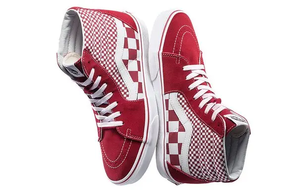 VANS Sk8-hi Mix Checker High Top Sneakers - Red