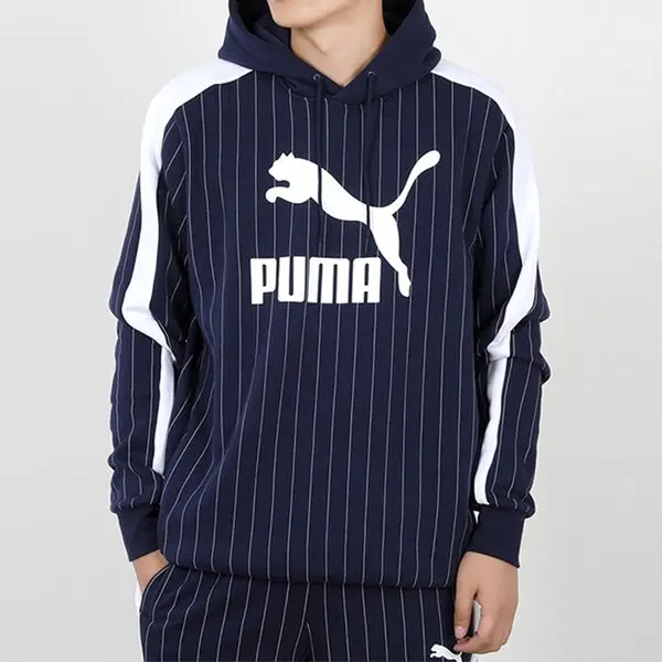 PUMA Pinstripe Hooded Pullover Fleece