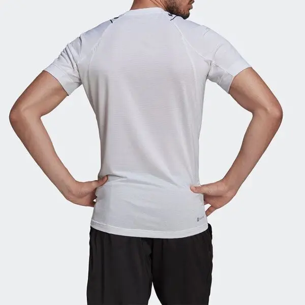 Adidas Geometry Pattern Logo Printing Round Neck Short Sleeve White