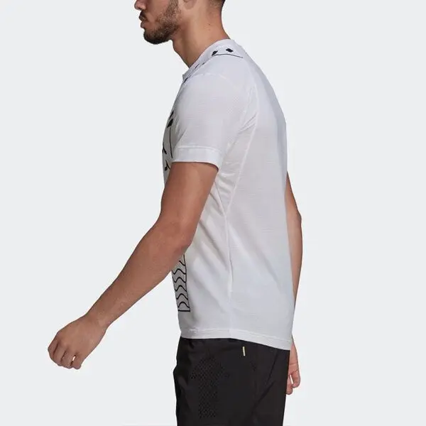 Adidas Geometry Pattern Logo Printing Round Neck Short Sleeve White